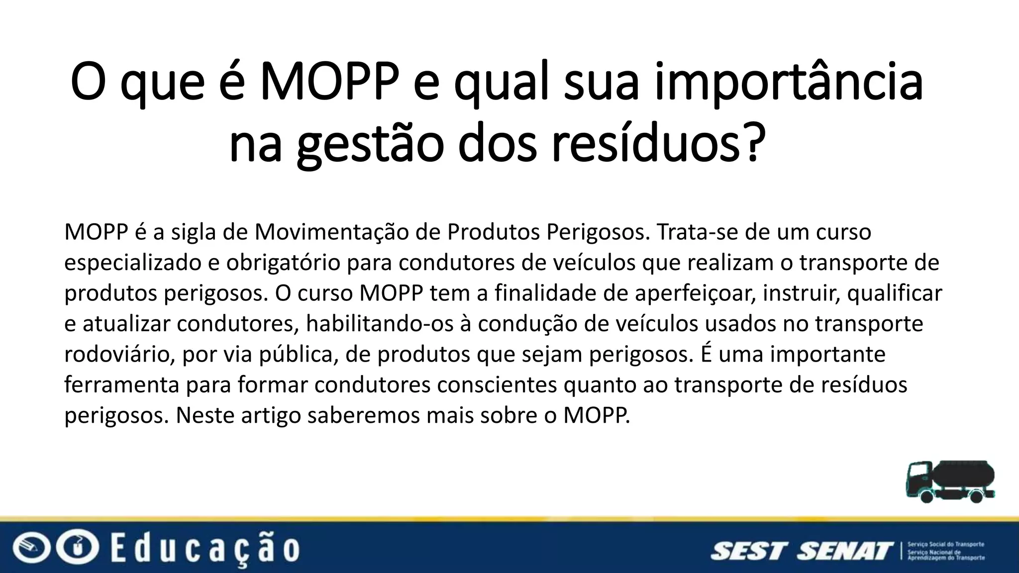 O que é Mopp? Guia Completo para Cargas Perigosas