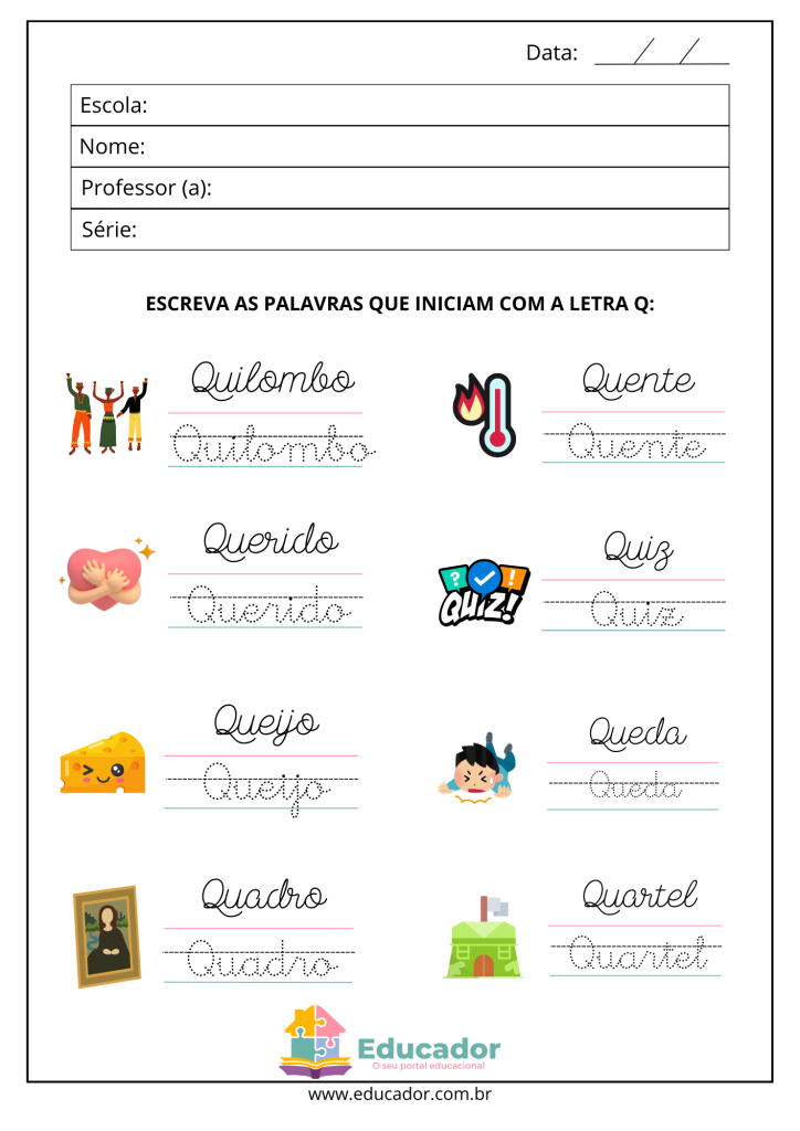 27 Atividades com a Letra Q para Imprimir: Lúdicas e Baratas