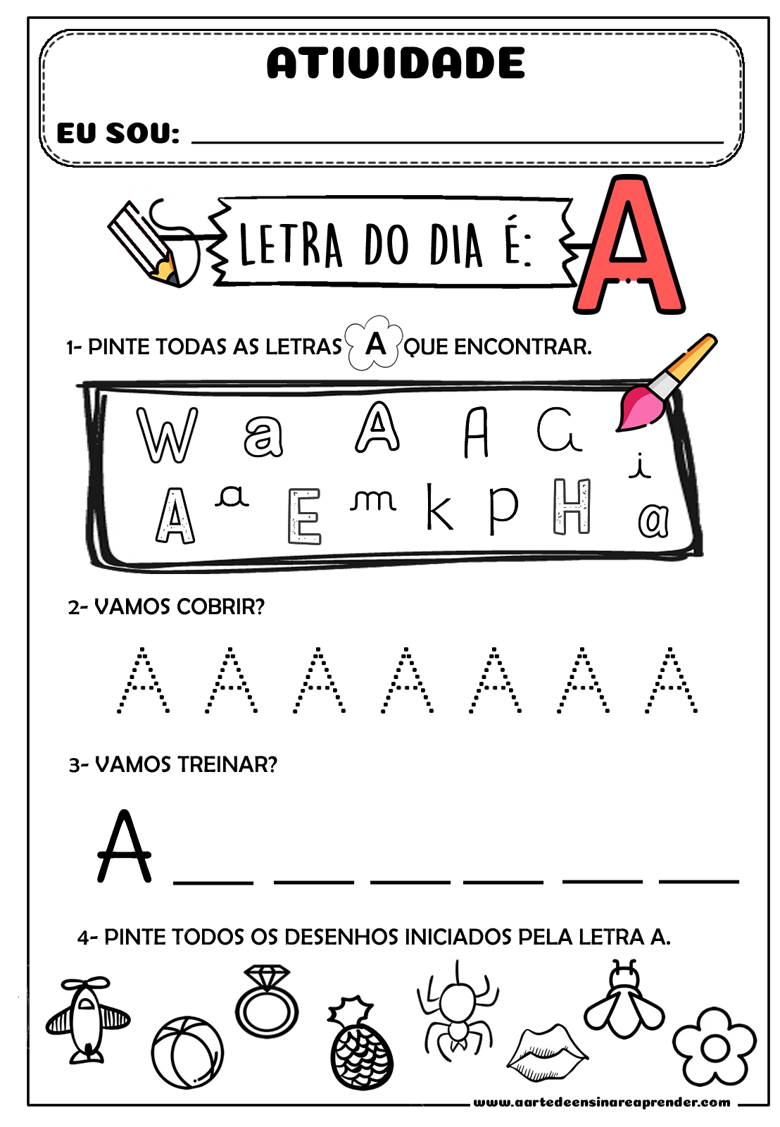 Atividade de Alfabetização com a Letra A: Guia Prático com 10 ...